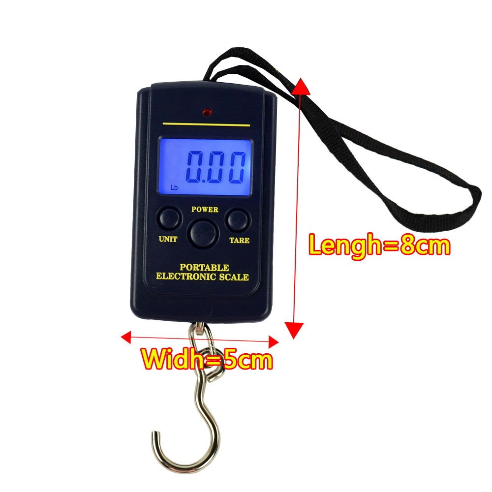 WiseField 88lb/40kg Hanging Scale Luggage Digital Backlight Fishing Pocket Weight, Dark Blue