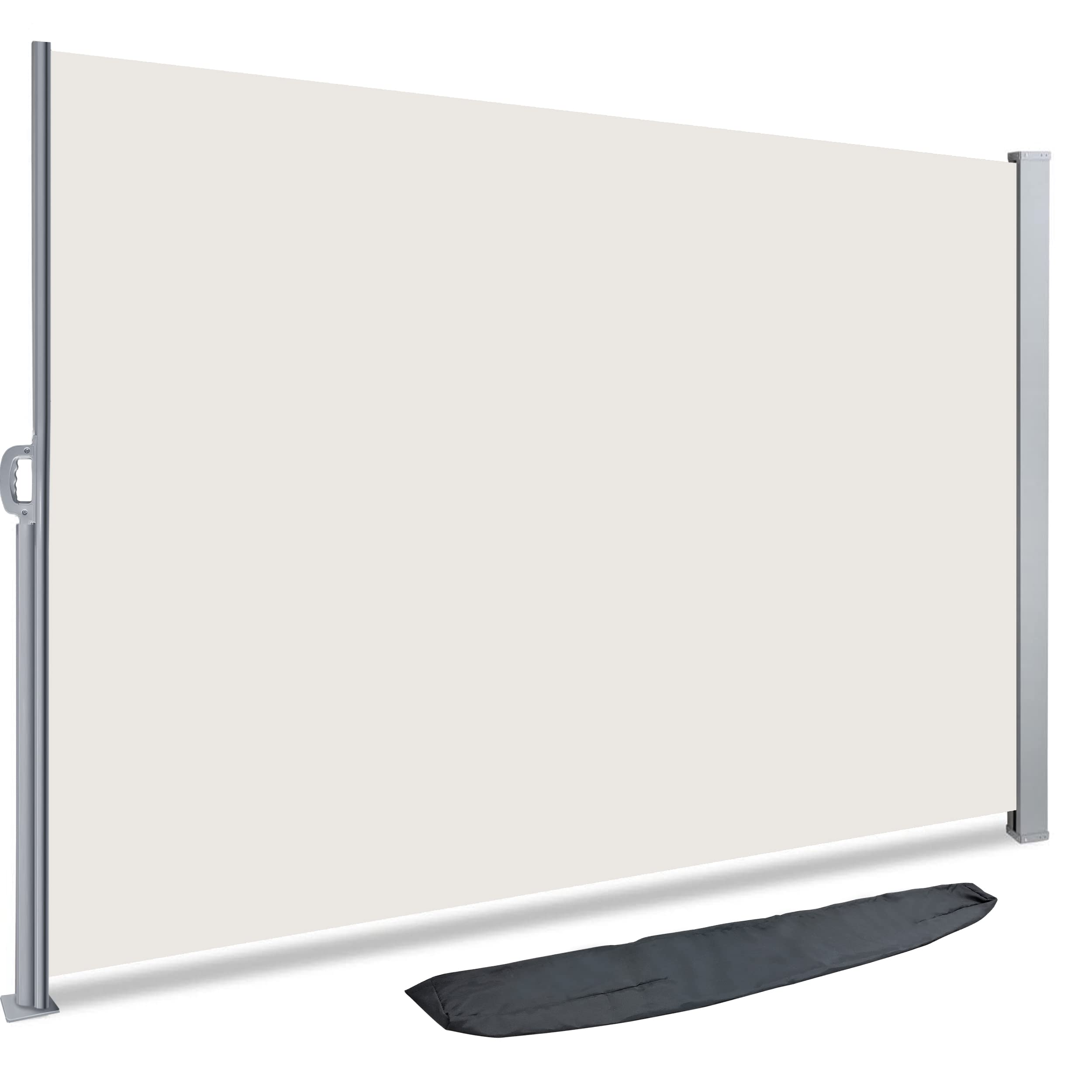 VOUNOT Side Awning Retractable, Outdoor Privacy Screen for Garden, Balcony, Terrace, 63'' H x 118'' L, Beige