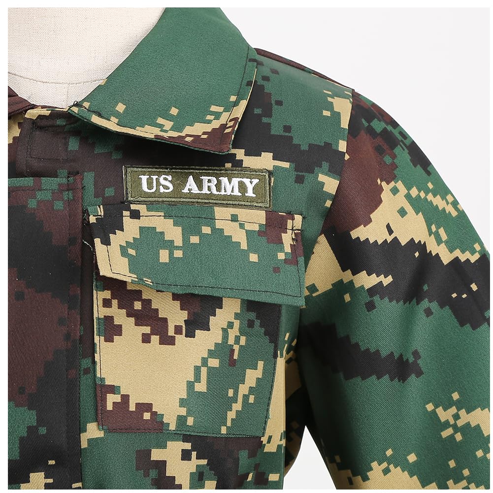 yolsun Deluxe Kid's Camo Combat Soldier Army Costume (10-12 Years, Dark green color)