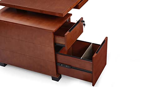 Zuri Furniture 79" Modern Ford Executive Desk with Filing Cabinets - Light Wood