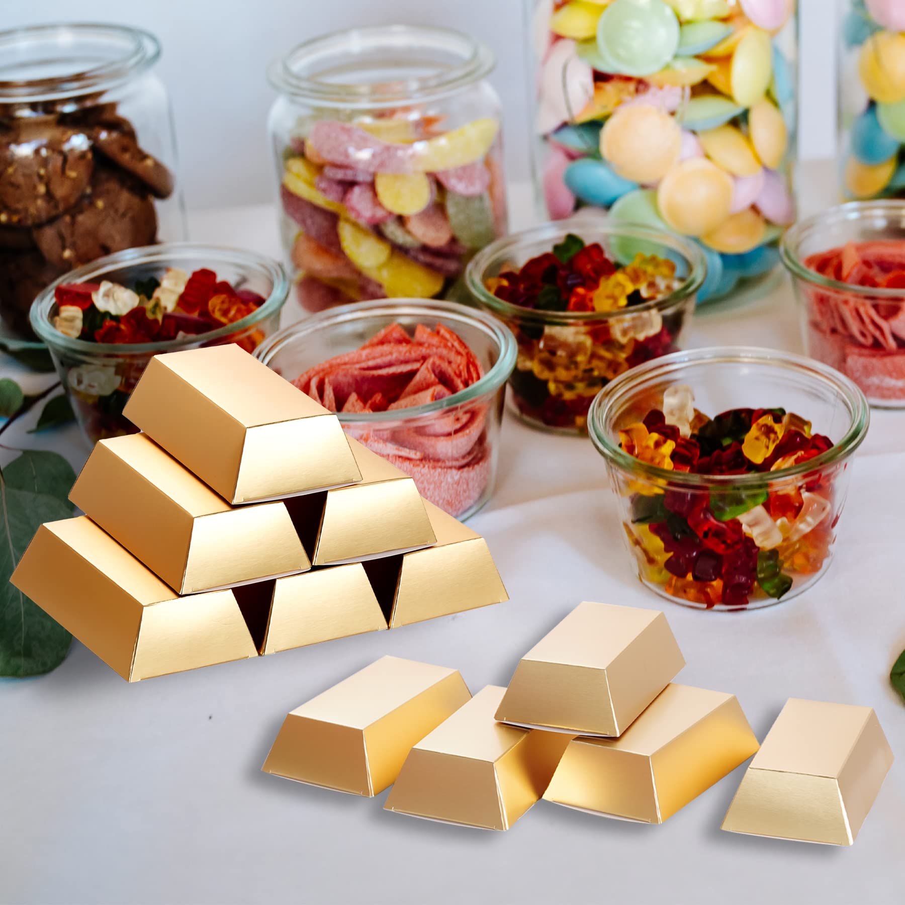 Yookat Gift Wrap, 30 Pieces Fake Gold Bar Gift Boxes, 5.5x3.1in, Glossy Paper, Pirate Theme Party Decorations