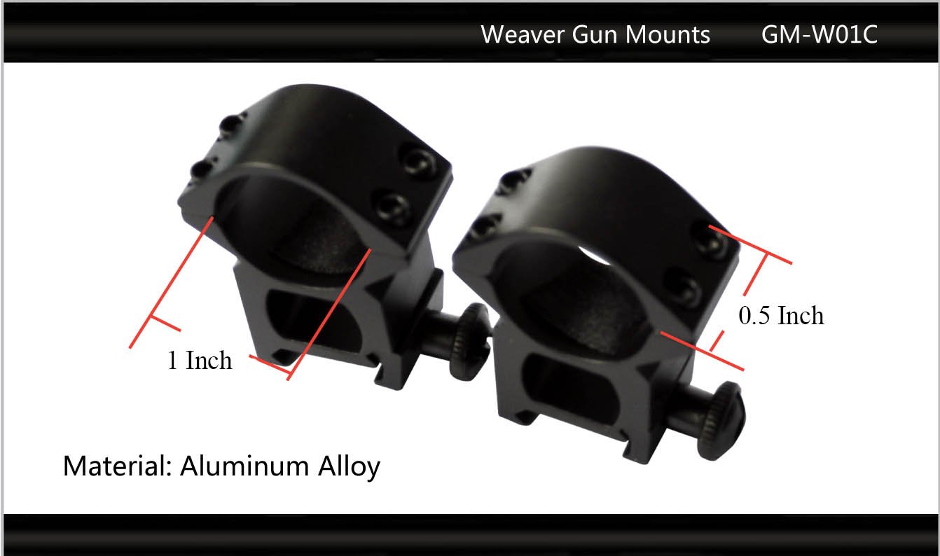 Tactical Scorpion Gear TSG-GMW01C 1" Aluminum High See Through Scope Laser Weaver Picatinny Mount - Black