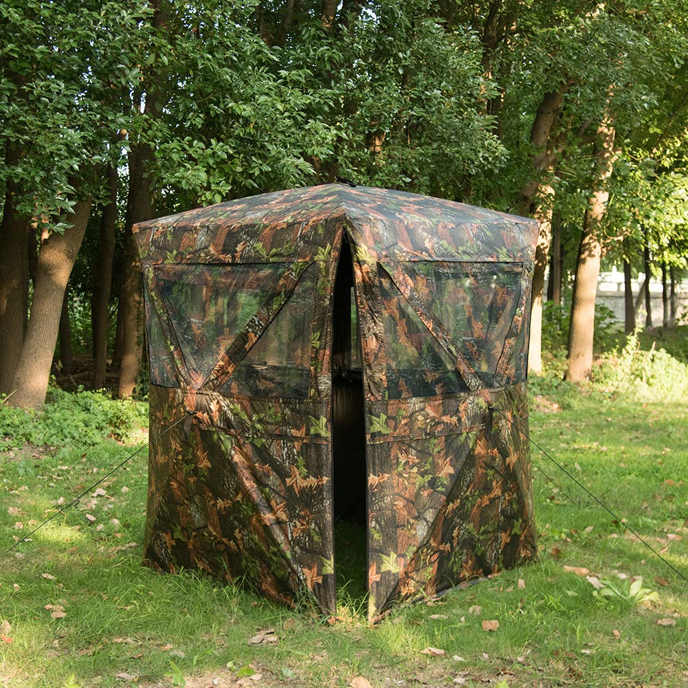 Vulture Pop-up Portable 3 Person Ground Hunting Blinds, 58 x 58 x 67 inches Camo Pattern Oxford Fabric