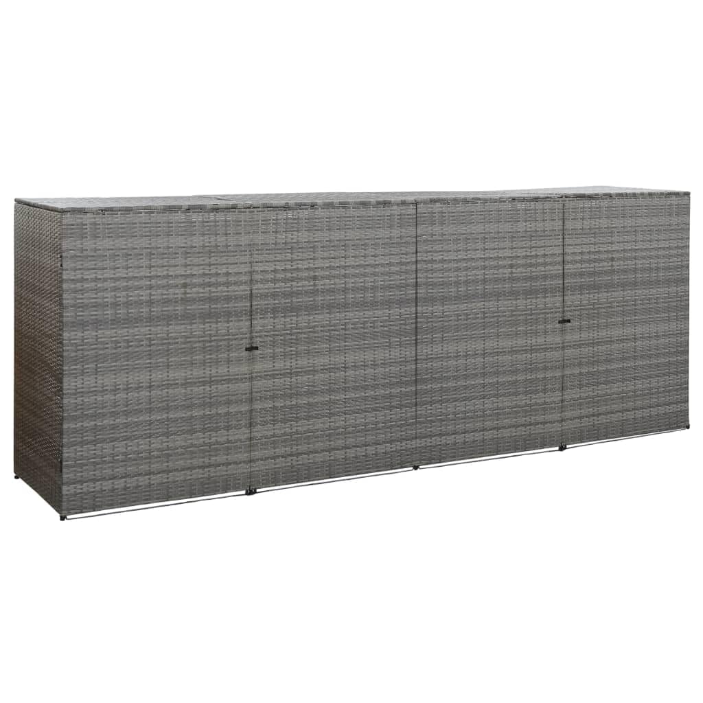 vidaXL Garbage Can Storage, Trash Can Enclosure, Garbage Can Shed, Single Wheelie Bin Storage for Outdoor Patio Yard Garden, Anthracite Poly Rattan
