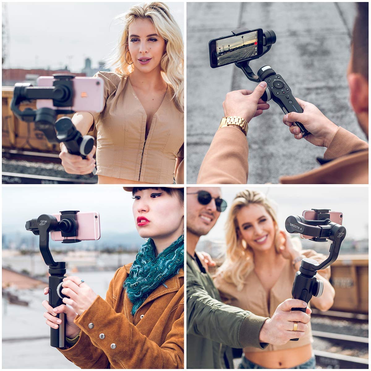 Zhiyun Smooth 4 [Official] 3-Axis Handheld Smartphone Gimbal, Professional Phone Stabilizer for iPhone Android(with Tripod), Ideal for Vlogging YouTube TikTok Instagram Live Video