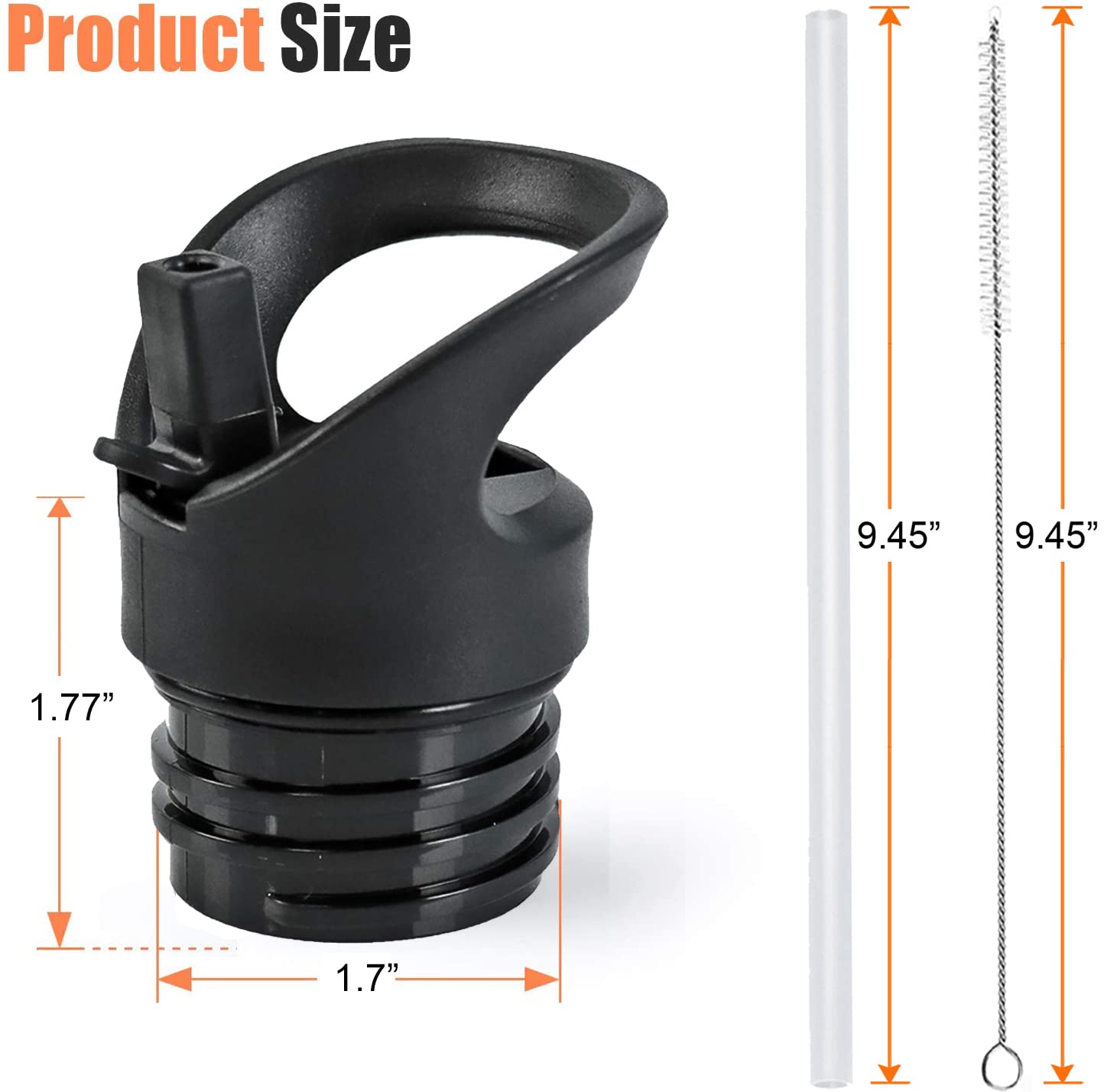 XACIOA Straw Lid Compatible for Hydro Flask Standard Mouth Bottle & Simple Modern Narrow Bottle, Compatible with Hydroflask 18 21 24oz Bottle,with Straws + Brushs +Carabiner