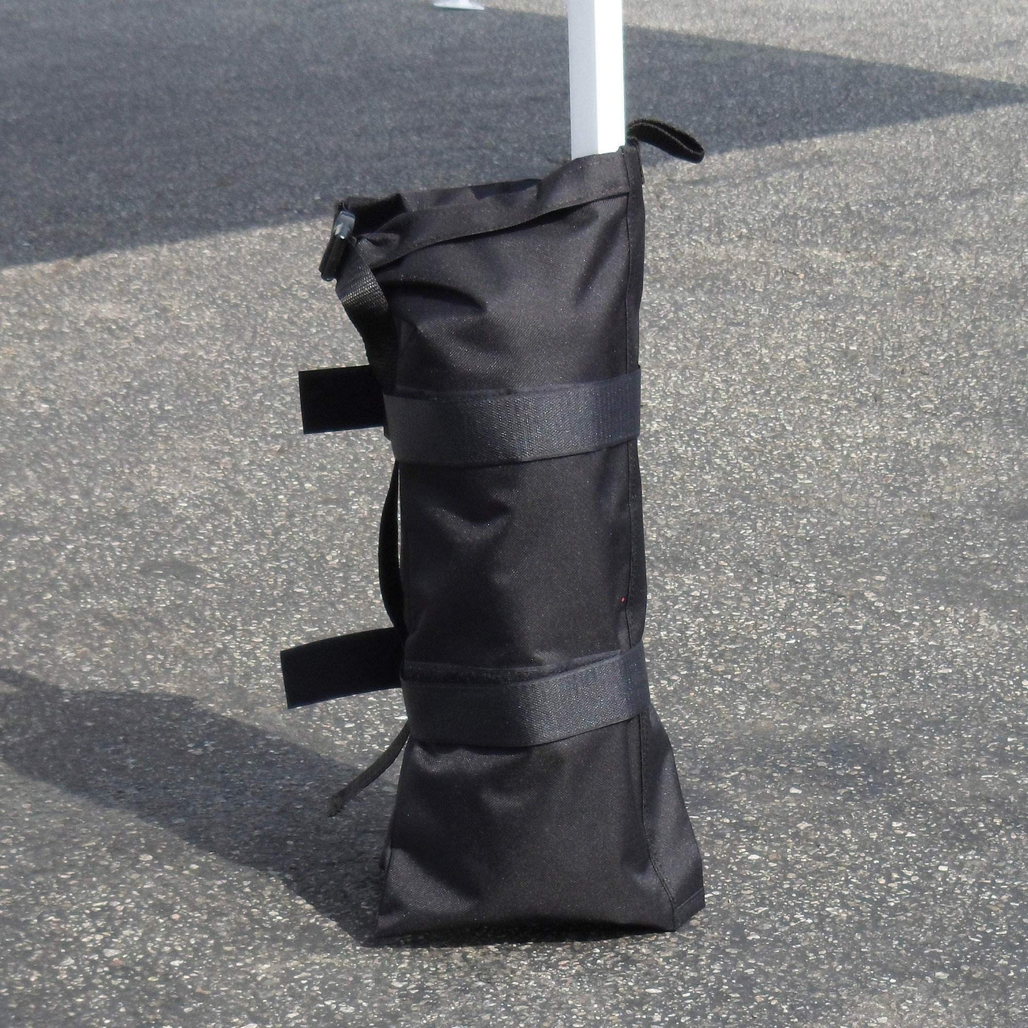 Z-Shade 4 Instant Outdoor Canopy Tent Shelter Wrap Around Leg Weight Bags with Hook and Loop Straps for Securing Down Tents, Black