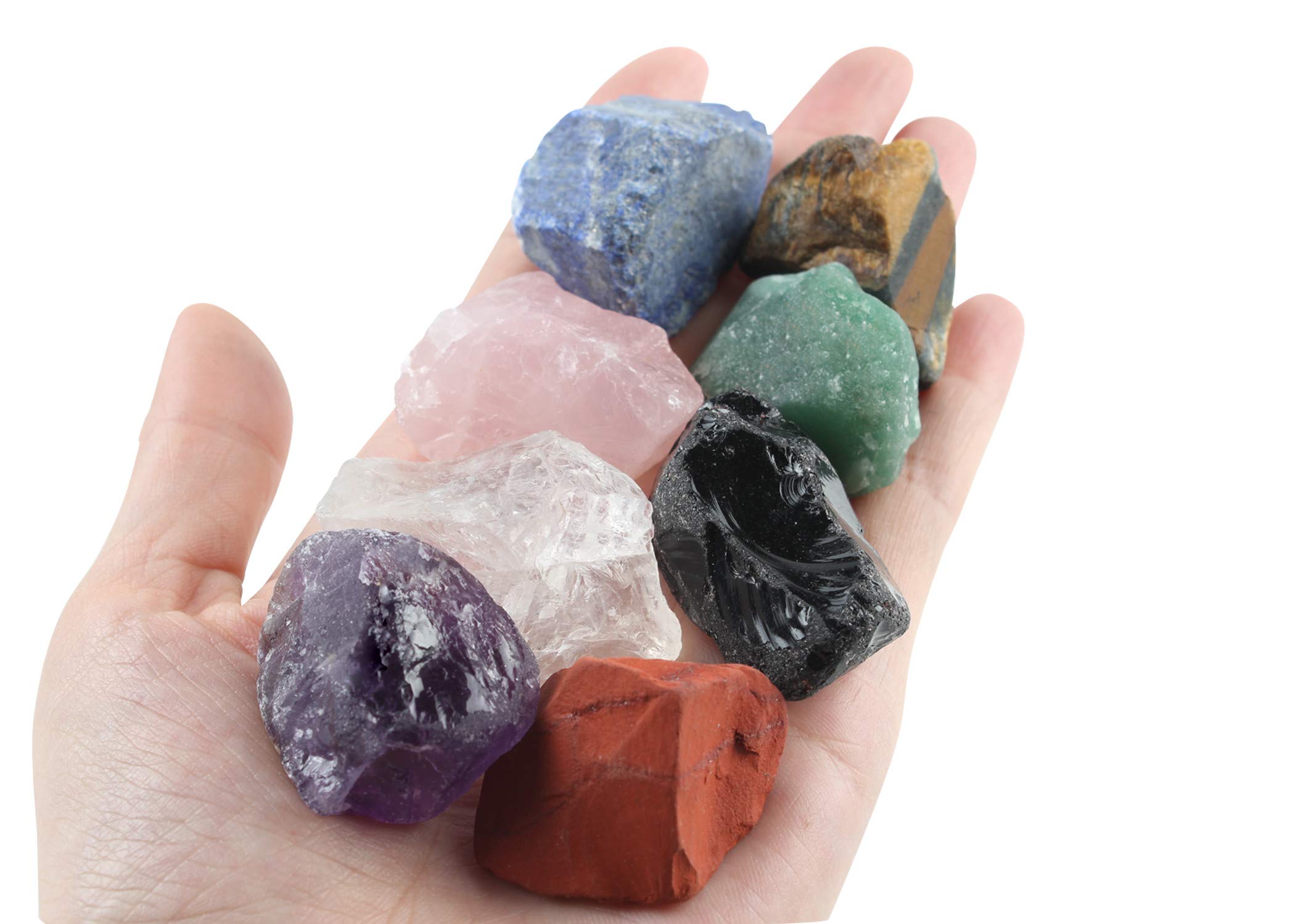 vuUUuv Chakra Stones Set -Natural Rough Raw Stone Reiki Healing Crystals for Healing, Meditation, Chakra Balance or Ritual( Rough*8 pcs)