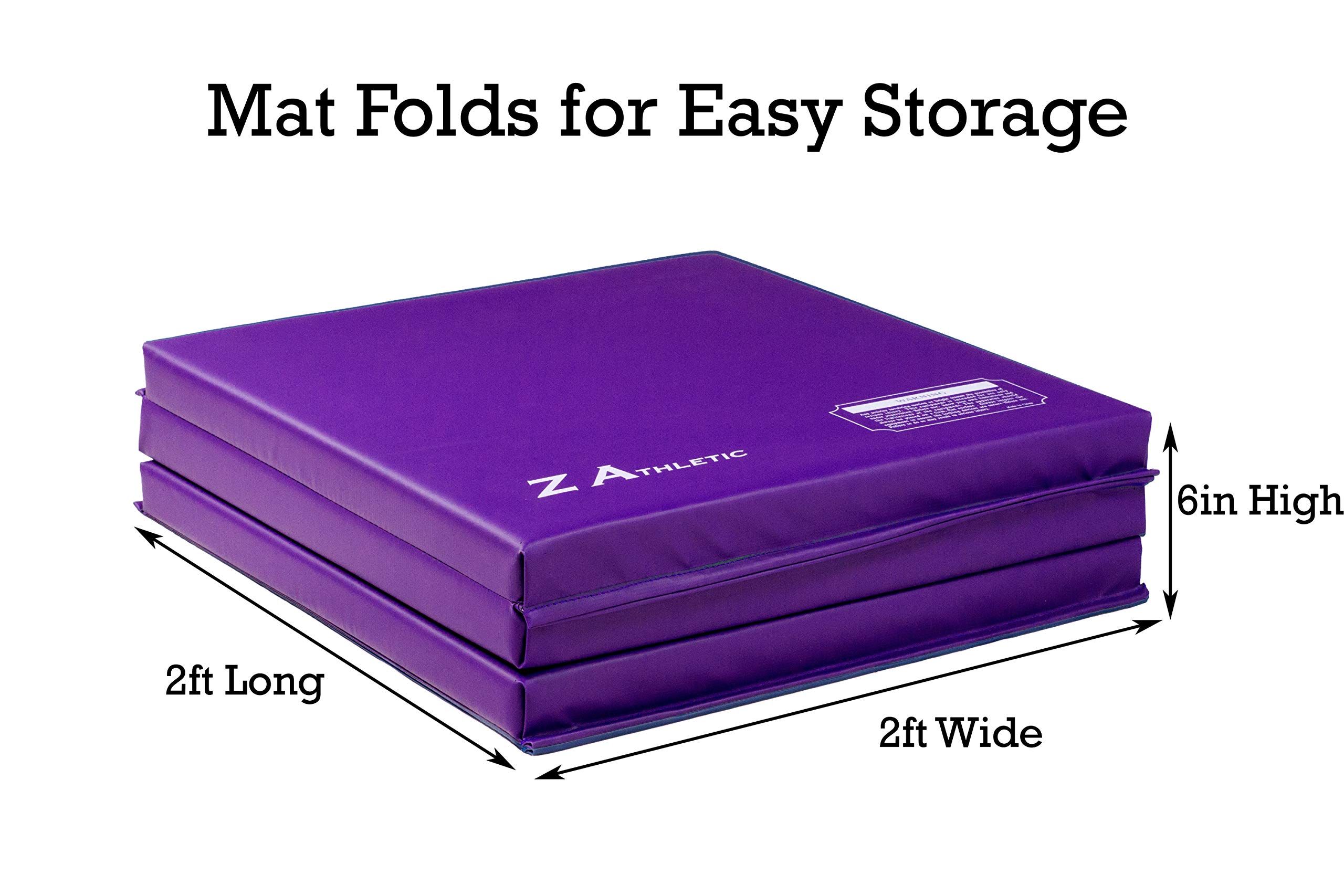 Z Athletic Folding Mat for Gymnastics and Tumbling, 2 Ft x 6 Ft x 2 In