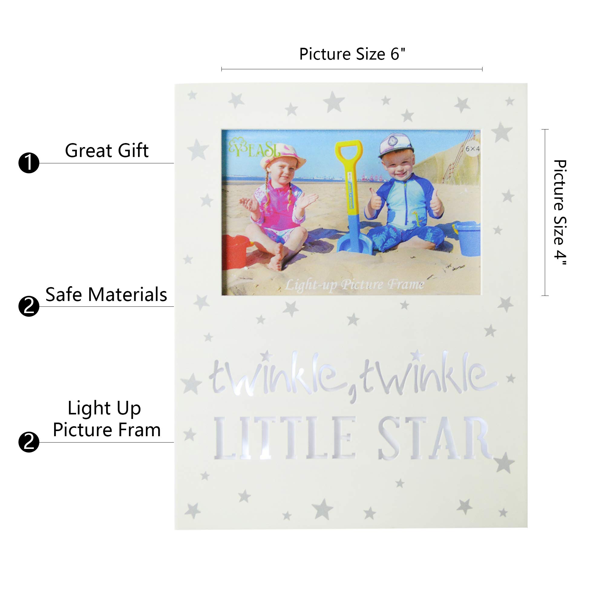 YEASL Twinkle Twinkle Little Star Baby Picture Frame-Light Up Baby Tabletop Photo Keepsake Frame 4"x 6" Baby Holiday Gift (Horizontal 4*6)