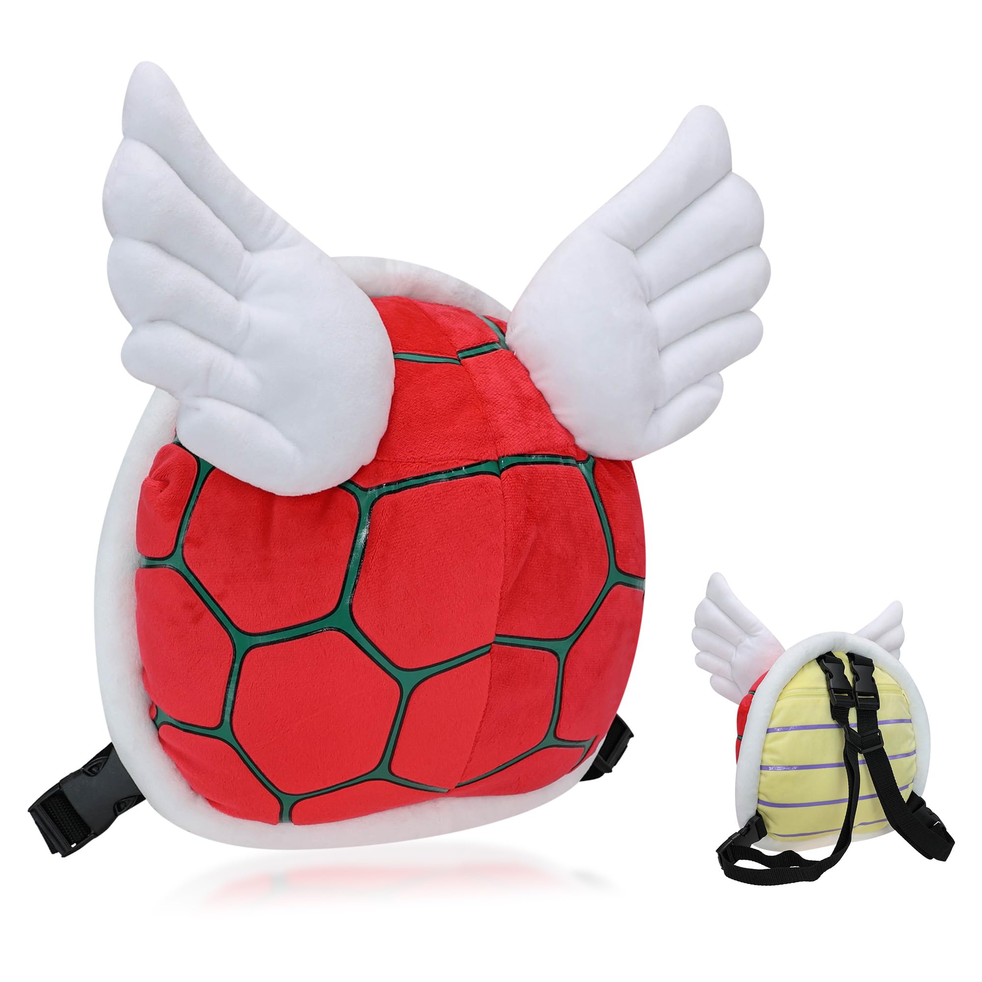 ZYPHYR Red Bowser Backpack with White Wings Super Koopa Paratroopa Bag Turtle Shell Daypack Cosplay Costume Accessory Prop Soft Stuffed Cartoon Toys