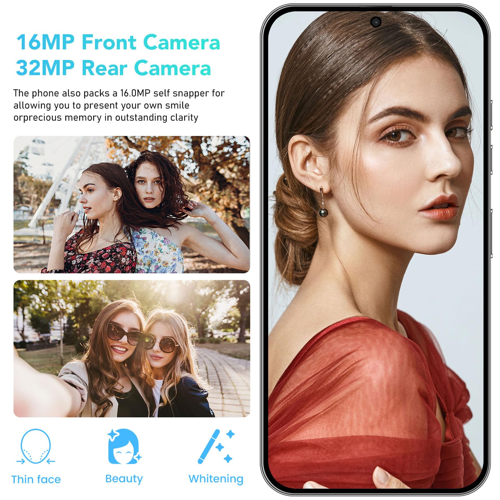 Vikye 6.7 Inch IPS HD Display, Octa Core Performance, 8GB RAM 256GB ROM Unlocked Smartphone with Versatile Connectivity, Compatible with 5G SIM Cards (US Plug)