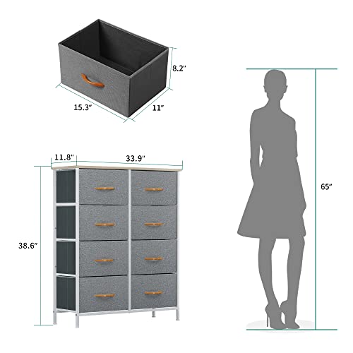 YITAHOME Dresser with 8 Drawers - Fabric Storage Tower, Organizer Unit for Bedroom, Living Room, Hallway, Closets & Nursery - Sturdy Steel Frame, Wooden Top & Easy Pull Fabric Bins (Coffee)