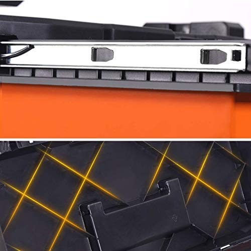 YGCBL Multifunction Portable Hand Trucks,Trolleytool Trolley Cart 3-Tier Multifunction Combined Organizer Pull Rod Household Toolbox, Bearing 50Kg, 560X390X710Mm,Black+Orange