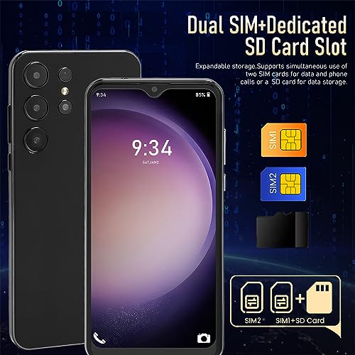 Vikye Large Screen 6.5in 5000mAh 4GB RAM 64GB ROM Ultra HD11.0 Unlocked Smartphone with Stylus, 13MP Camera, Face Unlock (US Plug)
