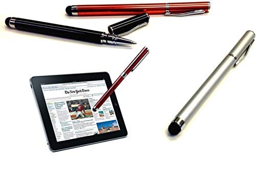 Tek Styz PRO Stylus + Pen Works for Plantronics BackBeat Fit Grey 3100 P/N 211856-99 with Custom High Sensitivity Touch and Black Ink! [3 Pack-Black]
