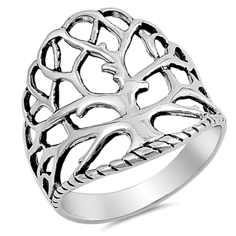 Women's Tree of Life Cute Ring New 925 Sterling Silver Bali Rope Band Size 8