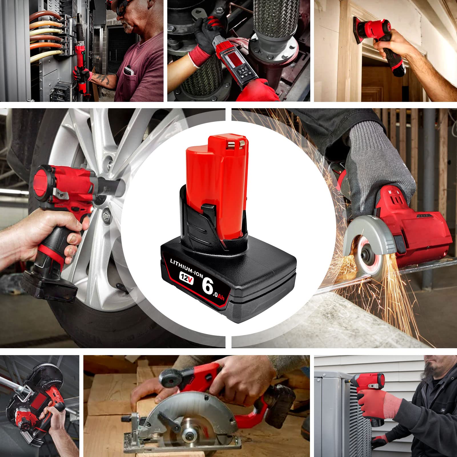 VINIDA 2Packs 12V 6.0Ah Lithium Replacement for Milwaukee M 12 Battery 48-11-2411 48-11-2420 48-11-2401 48-11-2402 48-11-2440 Compatible with Milwaukee Battery 12V Cordless Power Tools