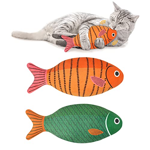 WONOWPA 2PCS Catnip Toy, Plush Cat Chew Toy, Bite Resistant Catnip Toys with Bell Inside, Interactive Teething Toy for All Cats