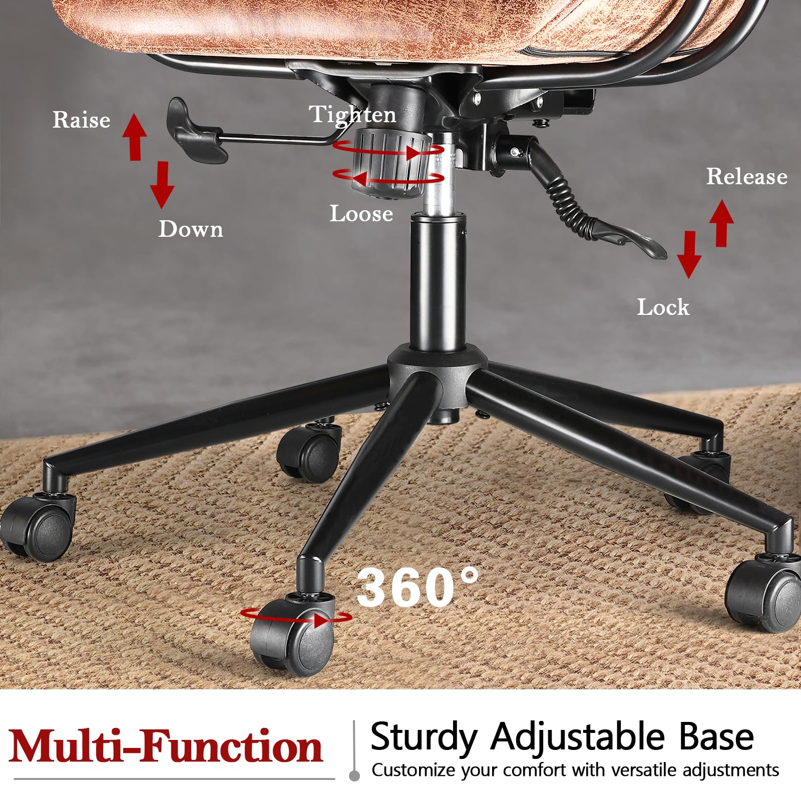Waleaf High Back Office Chair 400lbs Modern Swivel Office Chair Leather Computer Chair, Height Adjustable Home Office Desk Chair with Lumbar Support, Suede Fabric Executive Task Chair