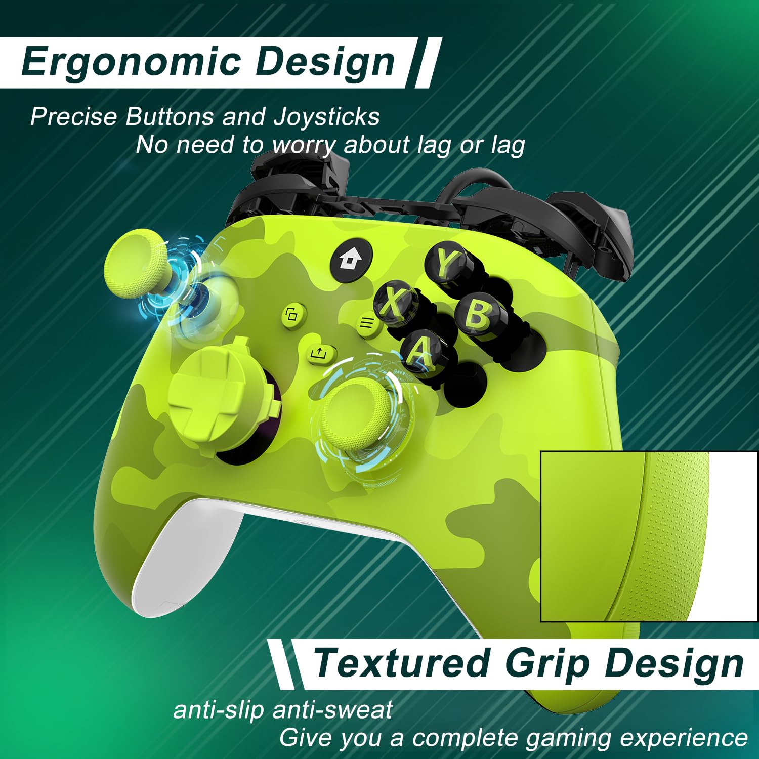 XUANMEIKE Wired Controller for Xbox Series X|S, Game Controller, Gamepad, Compatible with Xbox One, Xbox Series X/S, Windows 7/8/10/11 (Camo Electric Volt)