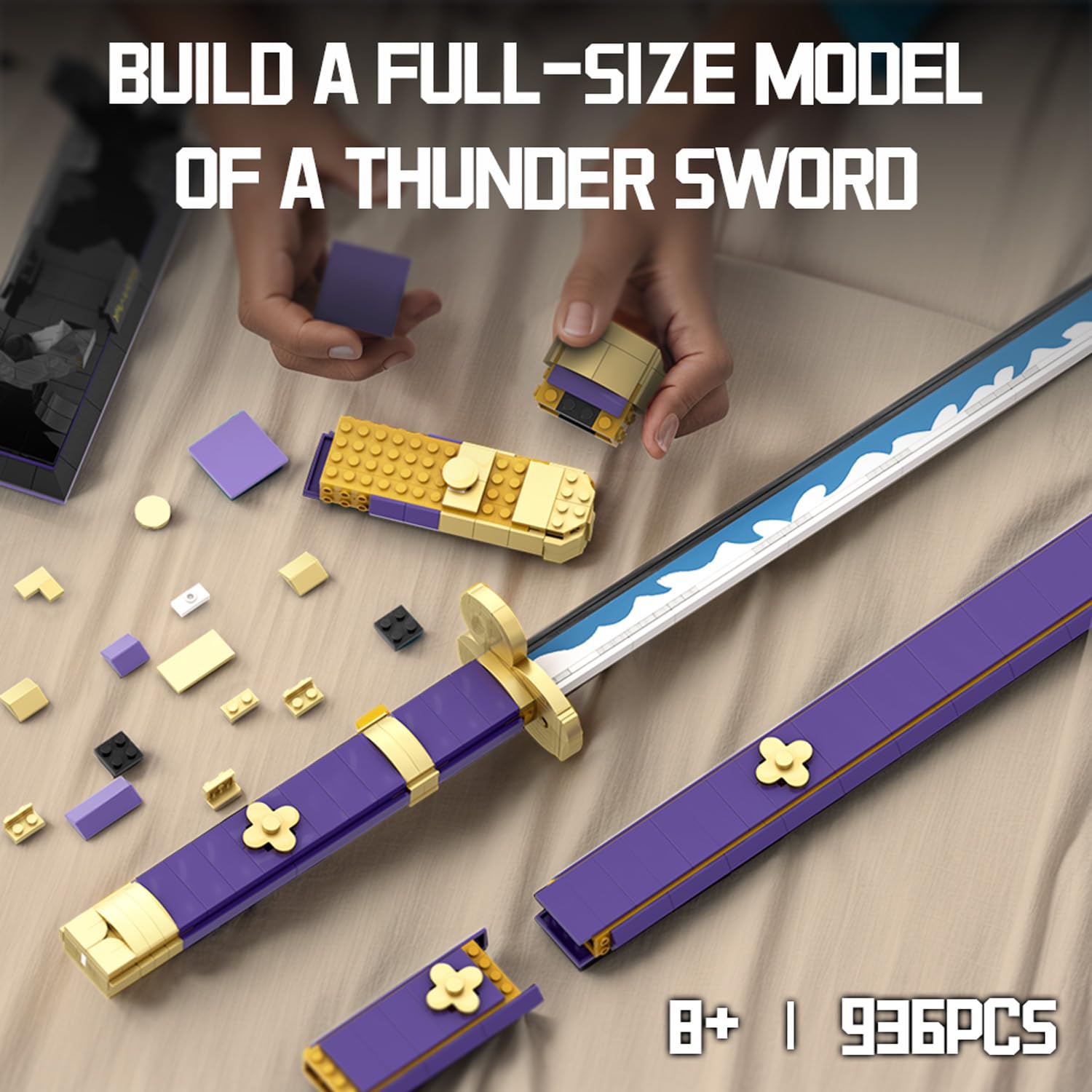 Tarcury Zoro Anime Cosplay Sword Building Block Set, 38.8in Samurai Katana Model with Scabbard and Stand, Ideal Collectible Gift for Fans and Adults (936 Pieces)