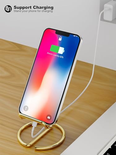 XUNICUTE Cell Phone Stand, Phone Stand for Desk, Office Portable Cute Cell Phone Holder, Compatible with All Mobile Phone, iPhone, iPad, Switch, Tablet 4-6.5'' Desk Accessories (Gold)