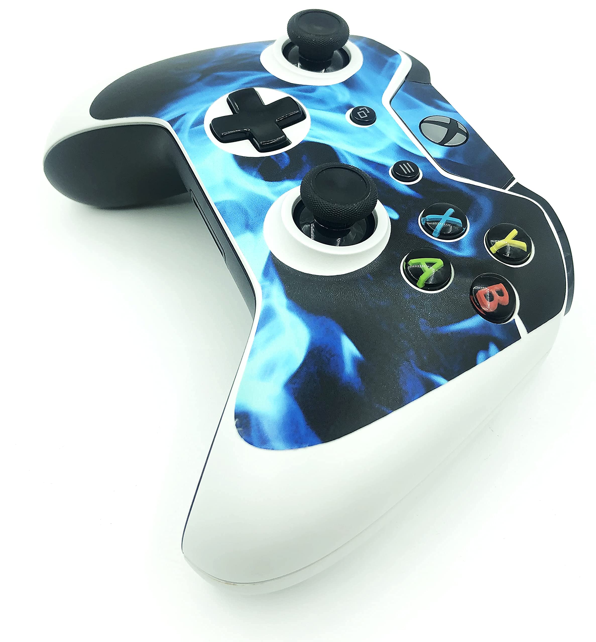 UUShop Protective Vinyl Skin Decal Cover for Microsoft Xbox One Console wrap sticker skins with two Free wireless controller decals Blue Fire Flame(NOT for One S or X)
