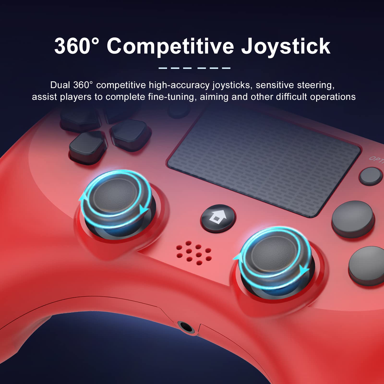 ZFY Wireless Controller Compatible with PS4/Slim/Pro/PC with 6-Axis Motion Sensor, PS4 Controller for Kids and Adults Red