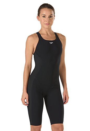 Speedo Girl's Swimsuit One Piece Power Plus Kneeskin Solid Youth Speedo Black/Black, 22