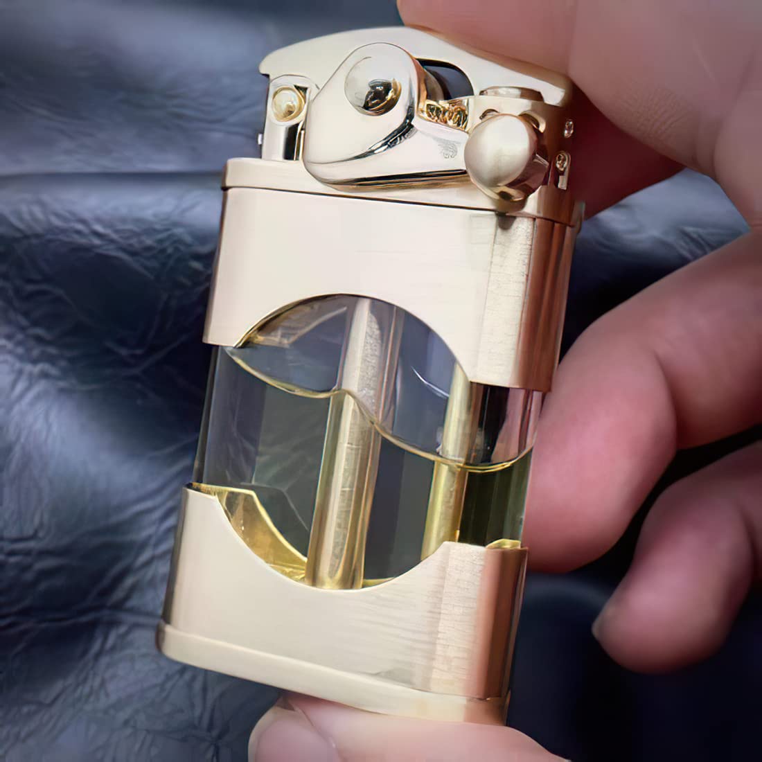 Vintage Lighter,Creative Transparent Bottle Design,Kerosene Lighter,Lighter Unique Birthday Gifts for Men Dad Husband (Black,Medium)
