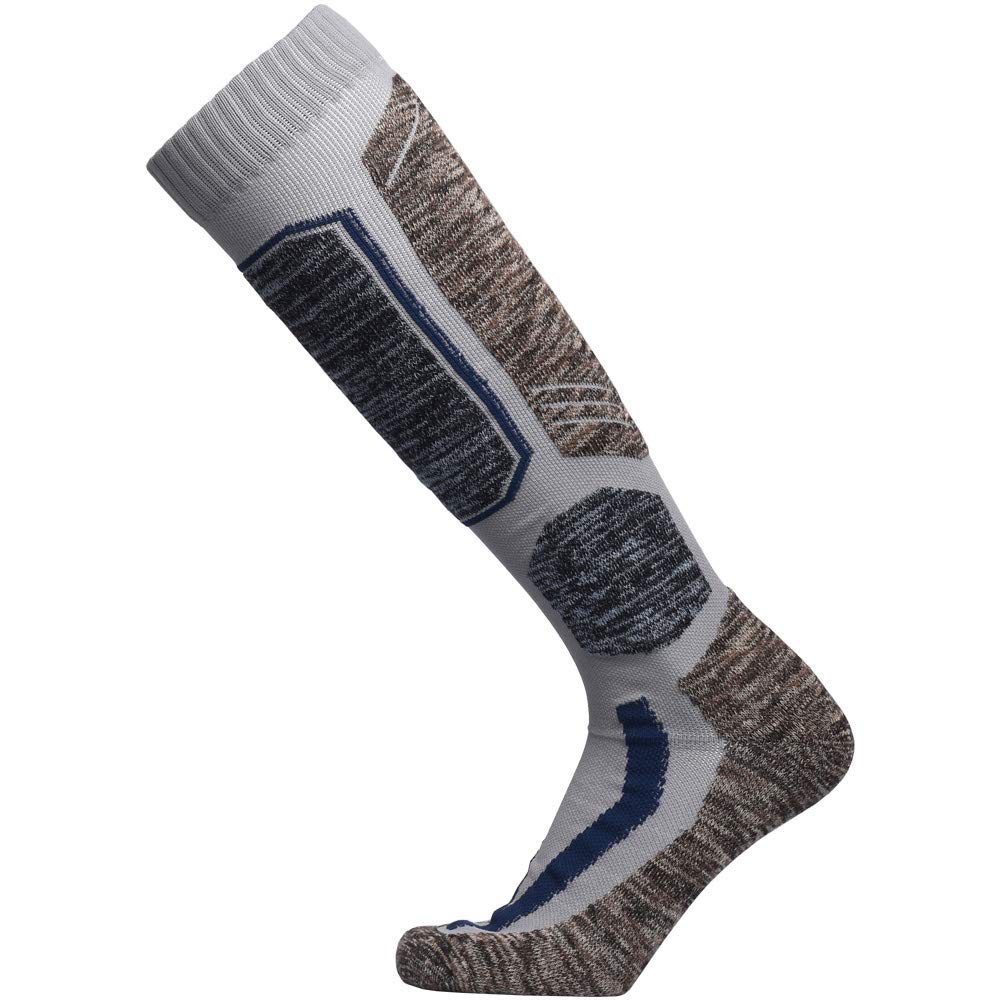 WEIERYA Ski Socks, Warm Knee High Performance Skiing Socks, Snowboard Socks (Grey 2 Pairs, Medium)