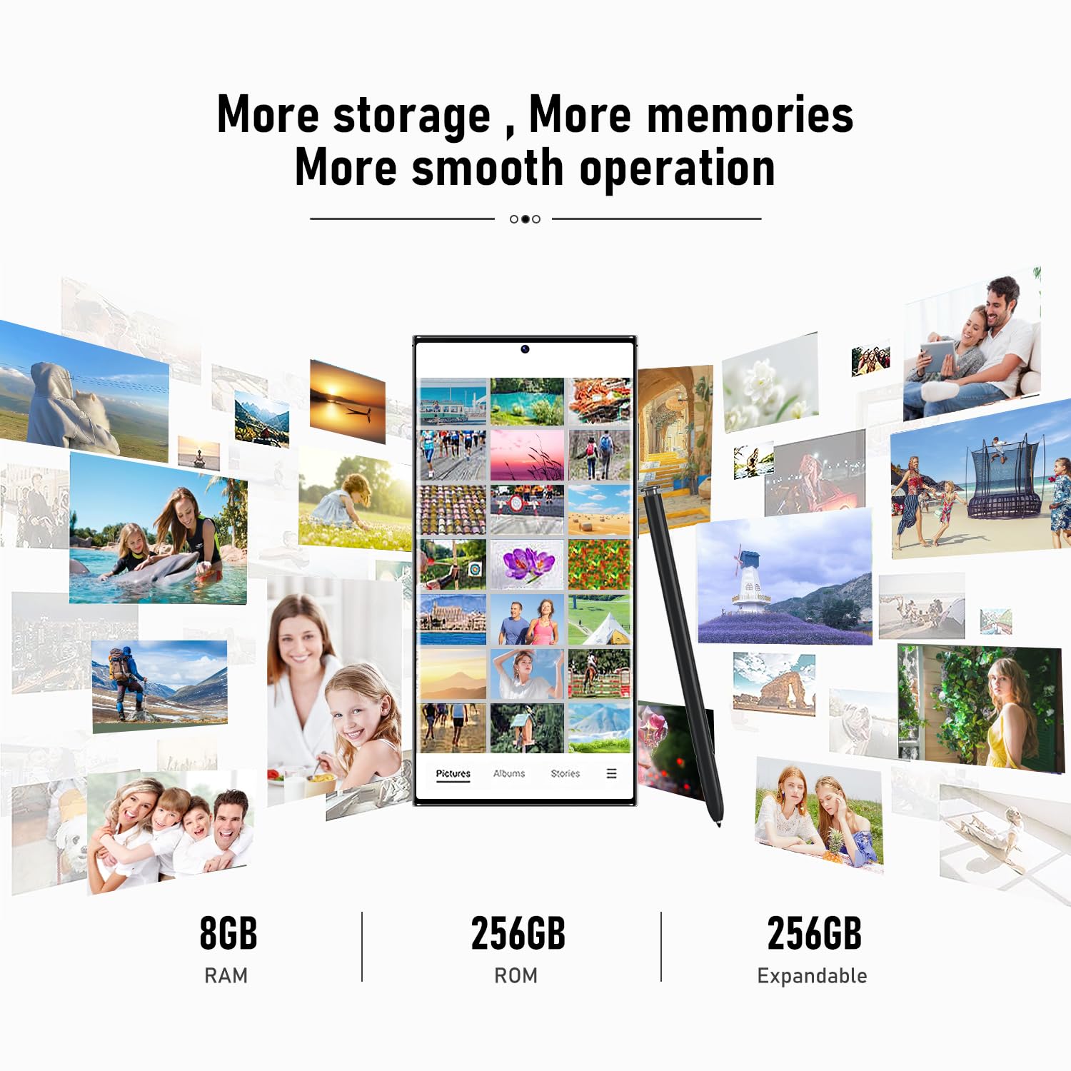 Unlocked Cell Phones S23 Ultra Mobile Phone 2023 Android 13 Smartphone with SS Pen, 8GB+256GB, 6.8" Display, 50MP+13MP Camera 6500 mAh 4G Dual SIM - Black