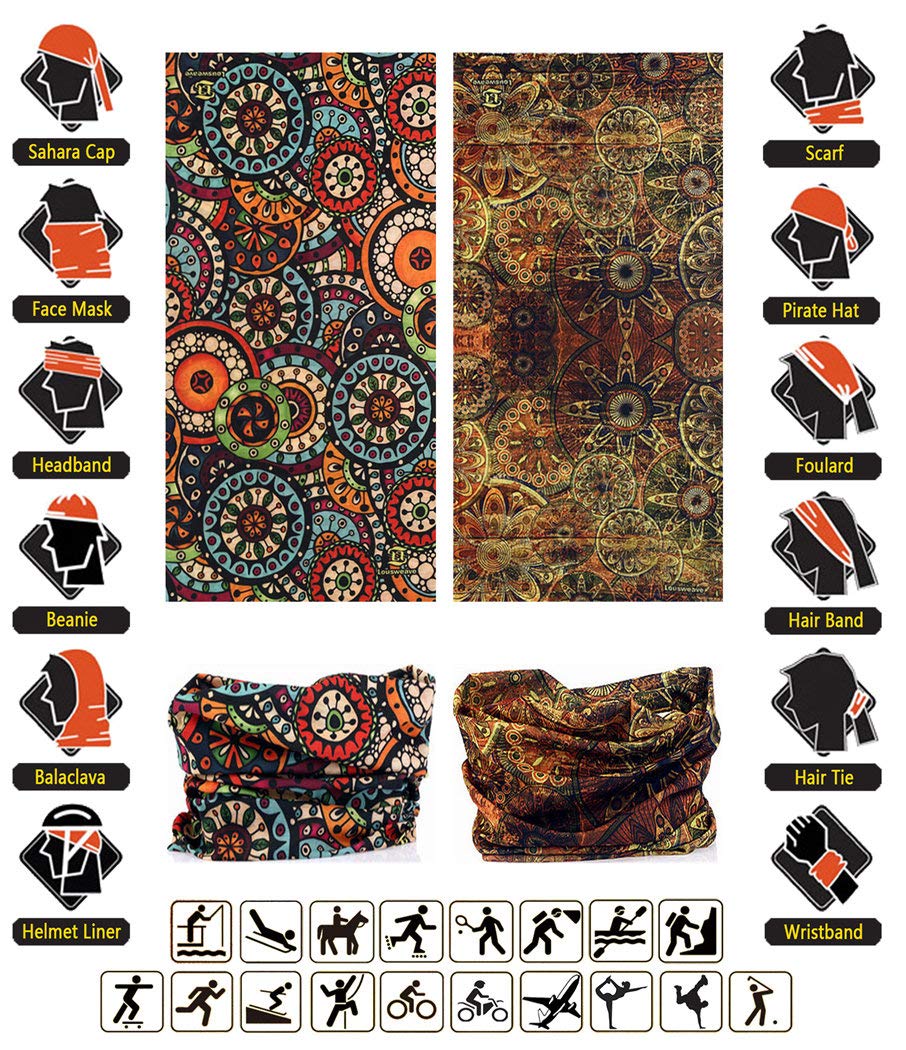 VANCROWN Head Wrap Headband Headwear Neck Gaiter Face Mask Magic Scarf Balaclava Bandana