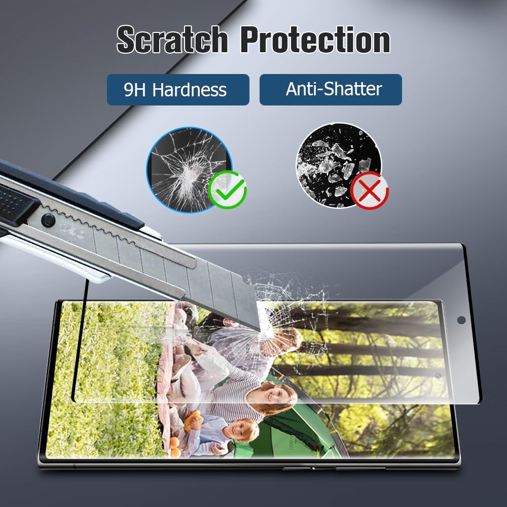VITAVELAAA [2+2 Pack Galaxy S23 Ultra Screen Protector, Fingerprint Unlock, 9H Hardness Tempered Glass, Bubble Free, Premium HD Clear for Samsung Galaxy S23 Ultra Glass Screen Protector (6.8 Inch)