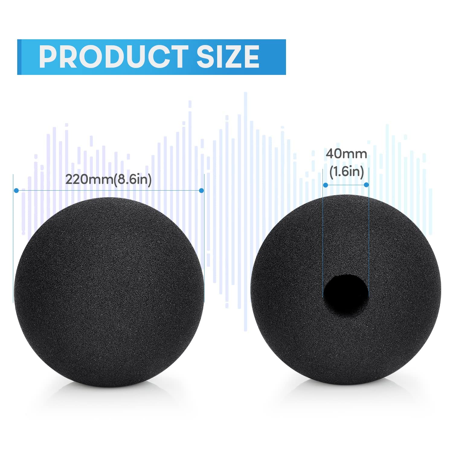 YOUSHARES Mic Sound Shield Ball - Microphone Isolation Ball for Reducing Echoes and Reflections, 8.6 inches (Make a DIY Eyeball Mic Isolator)