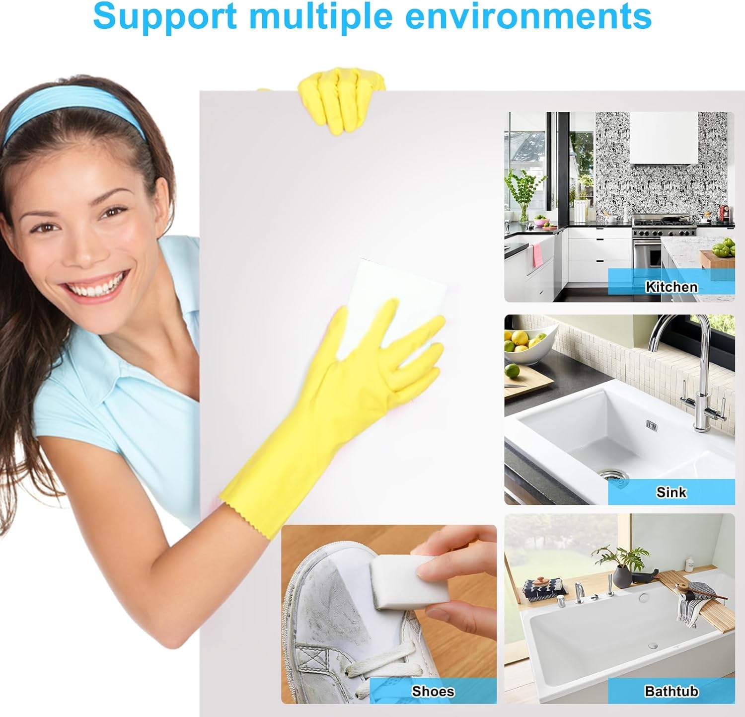 YXCFYJPPD-50Pack Extra Thick Magic Cleaning Sponges - Reusable Eraser Sponge for All Surfaces - Kitchen-Bathroom-Furniture-Leather-Car-Steel - Just Add Water - Melamine - Universal Cleane