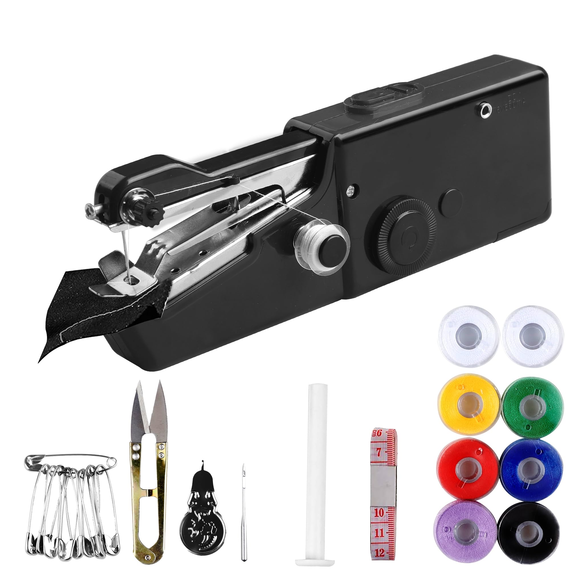 VAKS Mini Handheld Sewing Machine, Portable Electric Sewing Machine for Beginners Easy to use and Quick Stitching Suitable for Clothes, Fabrics and DIY Home Travel, Black