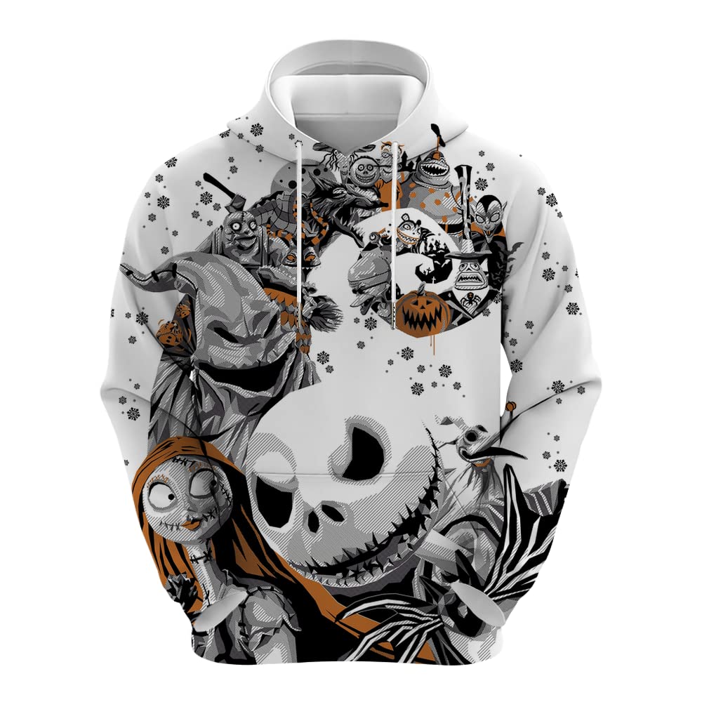 Unisex 3D Printing Jack Christmas Pullover Hoodie Cosplay Hooded Sweatshirt Large