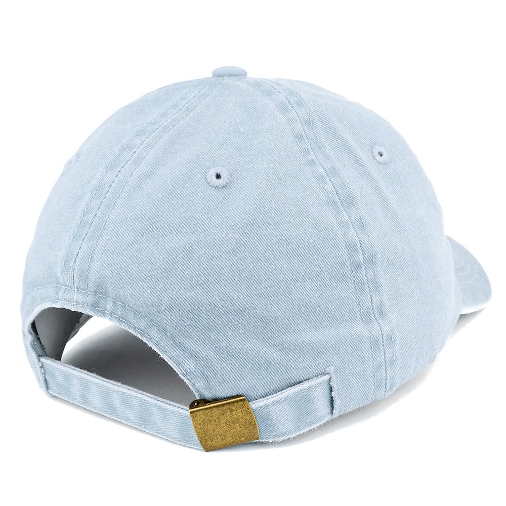 Trendy Apparel Shop Palm Tree Solid White Embroidered Washed Cotton Adjustable Cap - Light Blue