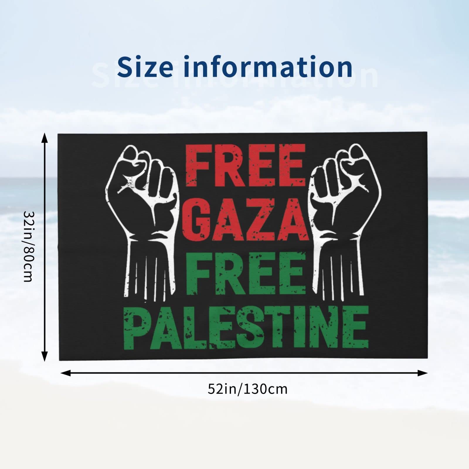 Zahika Free Palestine Beach Towel Absorbent Bathroom Towels Beach Towels Oversized Super 32x52 Inch