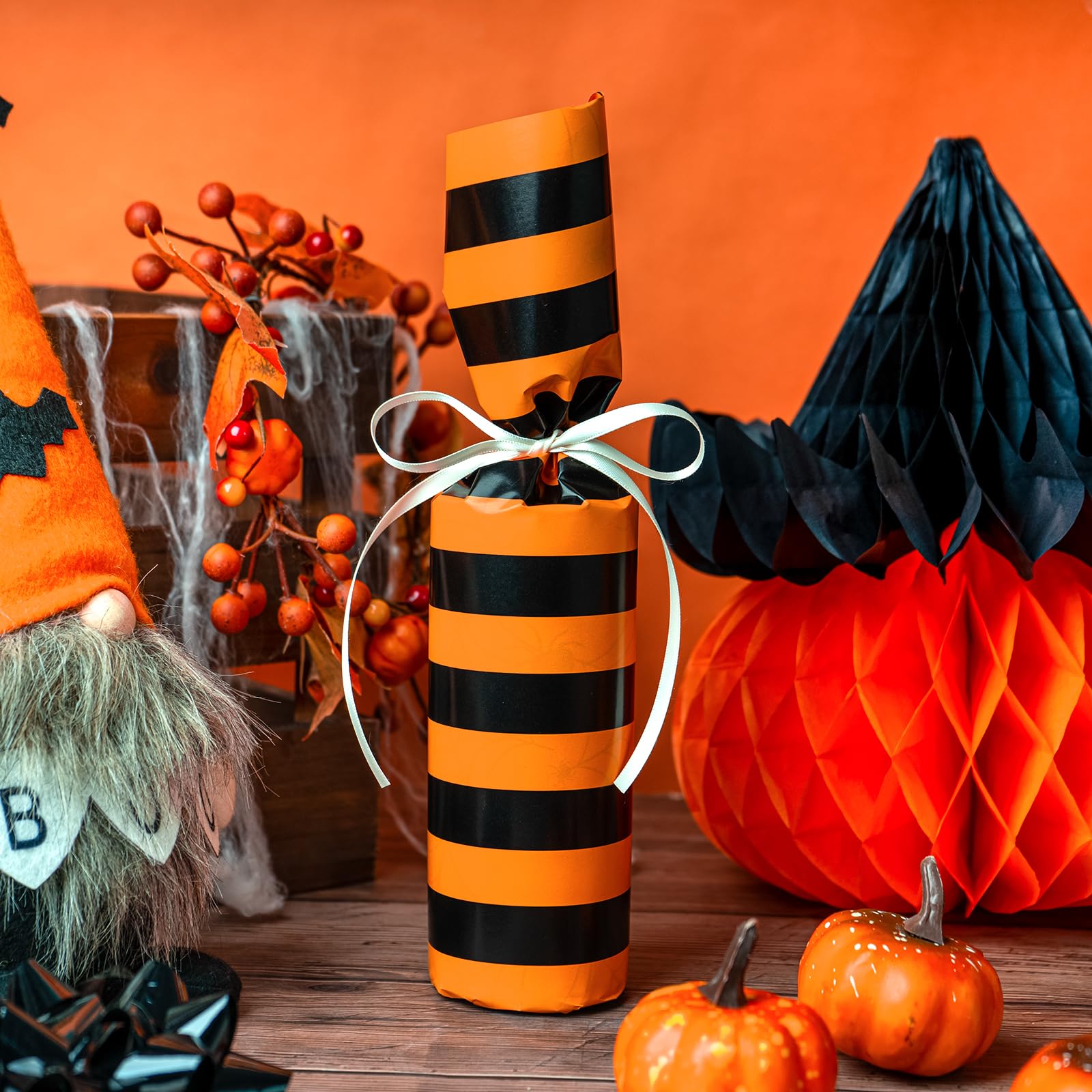 WRAPAHOLIC Halloween Reversible Wrapping Paper Roll - Mini Roll - 17 Inch X 33 Feet - Spider Design, Perfect for Halloween Decorations, Holiday, Party