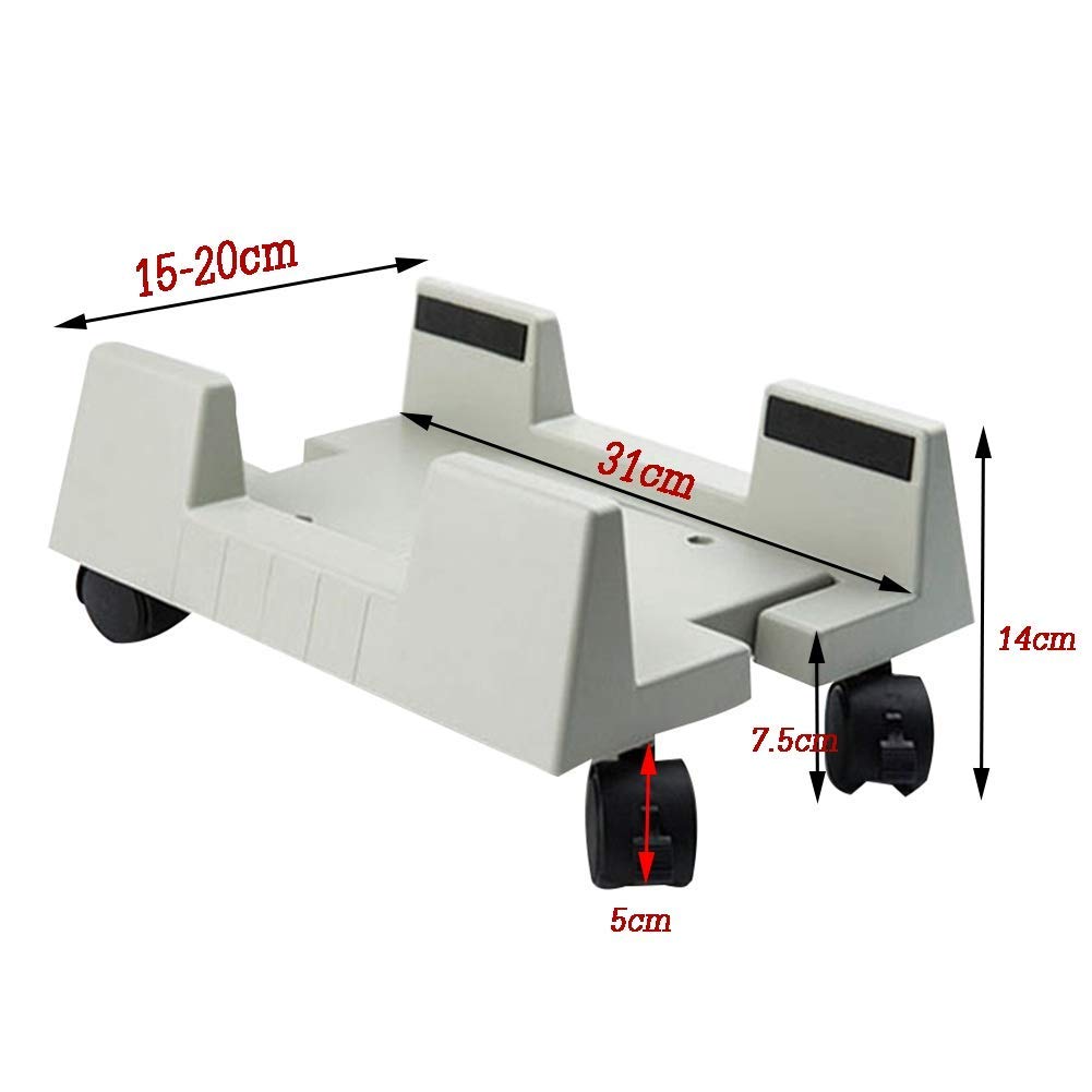 YGCBL Multifunction Portable Hand Trucks,Trolleyplastic Dolly Transport Roller Dollies Adjustable Abs Plastic Computer Host Tray Rack Portable with Brake 20Kg Capacity, 2 Colors,White