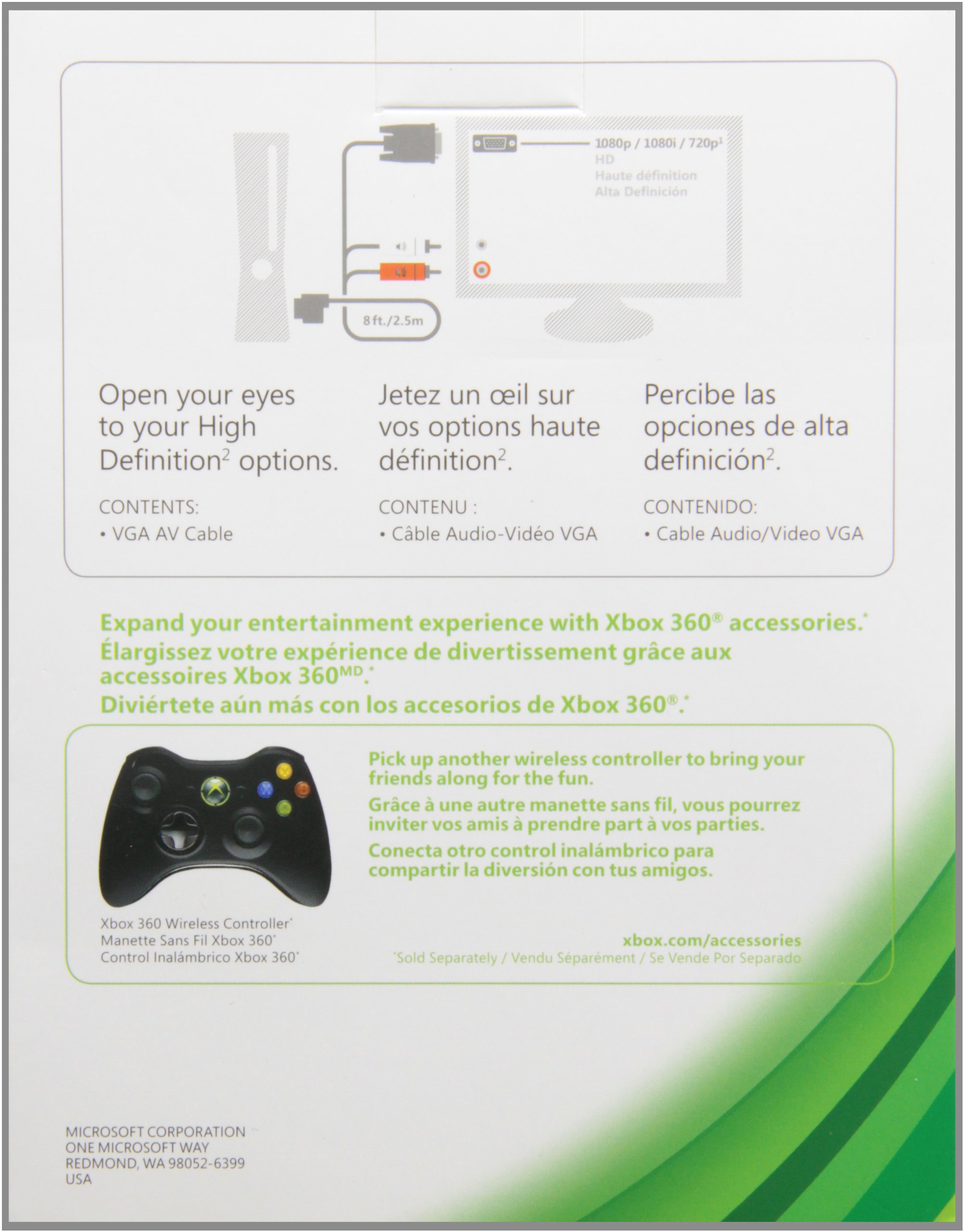 Xbox 360 VGA HD AV Cable