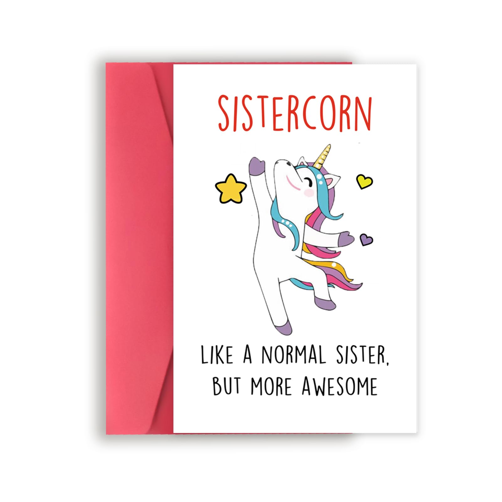 YiKaLus Funny Sistercorn Birthday Card for Her, Great Bday Gifts for Sister, Cute Unicorn Birthday Card for Best Friends, Best Bday Gift Idea for Bestie