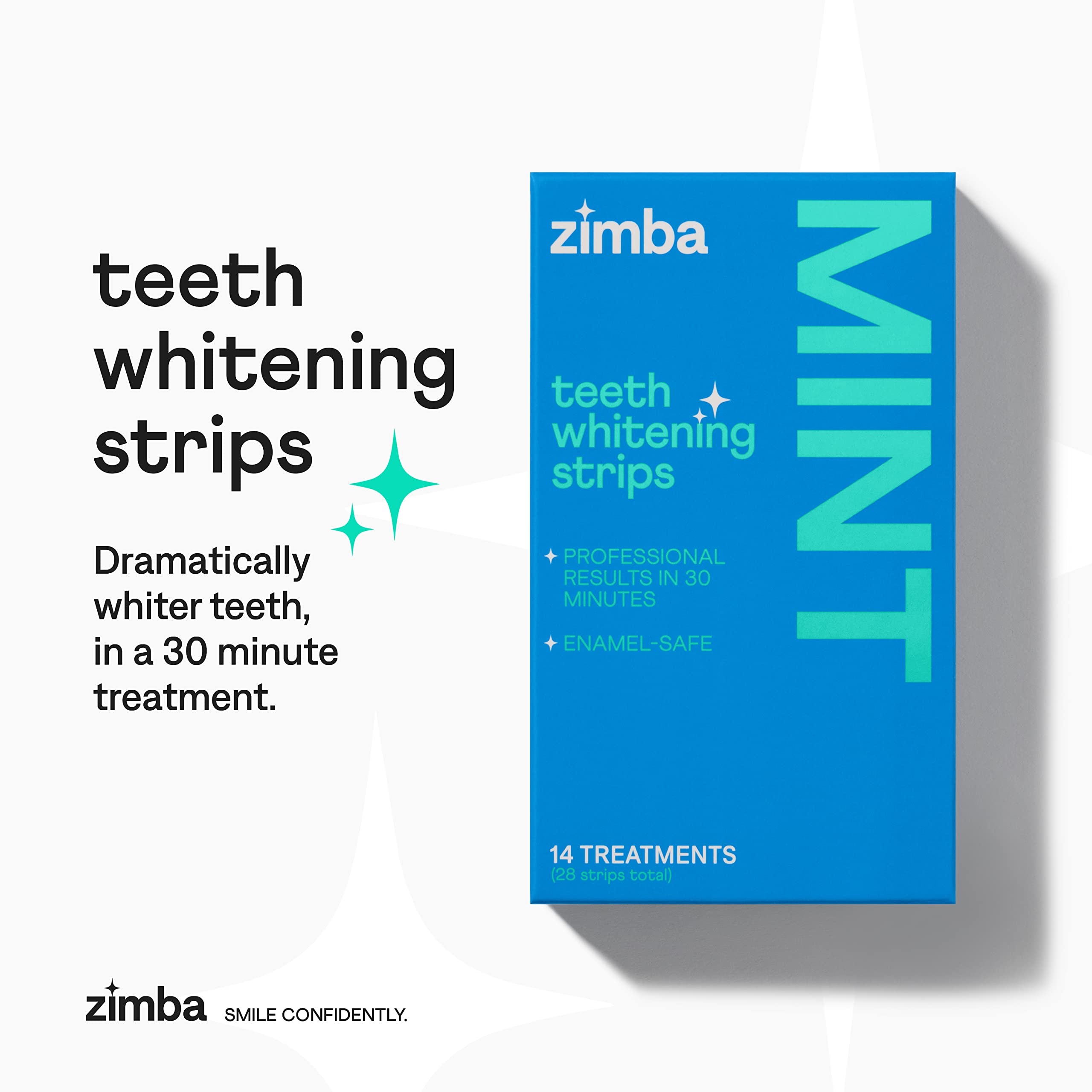 Zimba Strawberry Flavored Teeth Whitening Strips | Vegan, Enamel Safe Hydrogen Peroxide Teeth Whitener for Coffee, Wine, Tobacco, and Other Stains | 14 Day Treatment | Strawberry