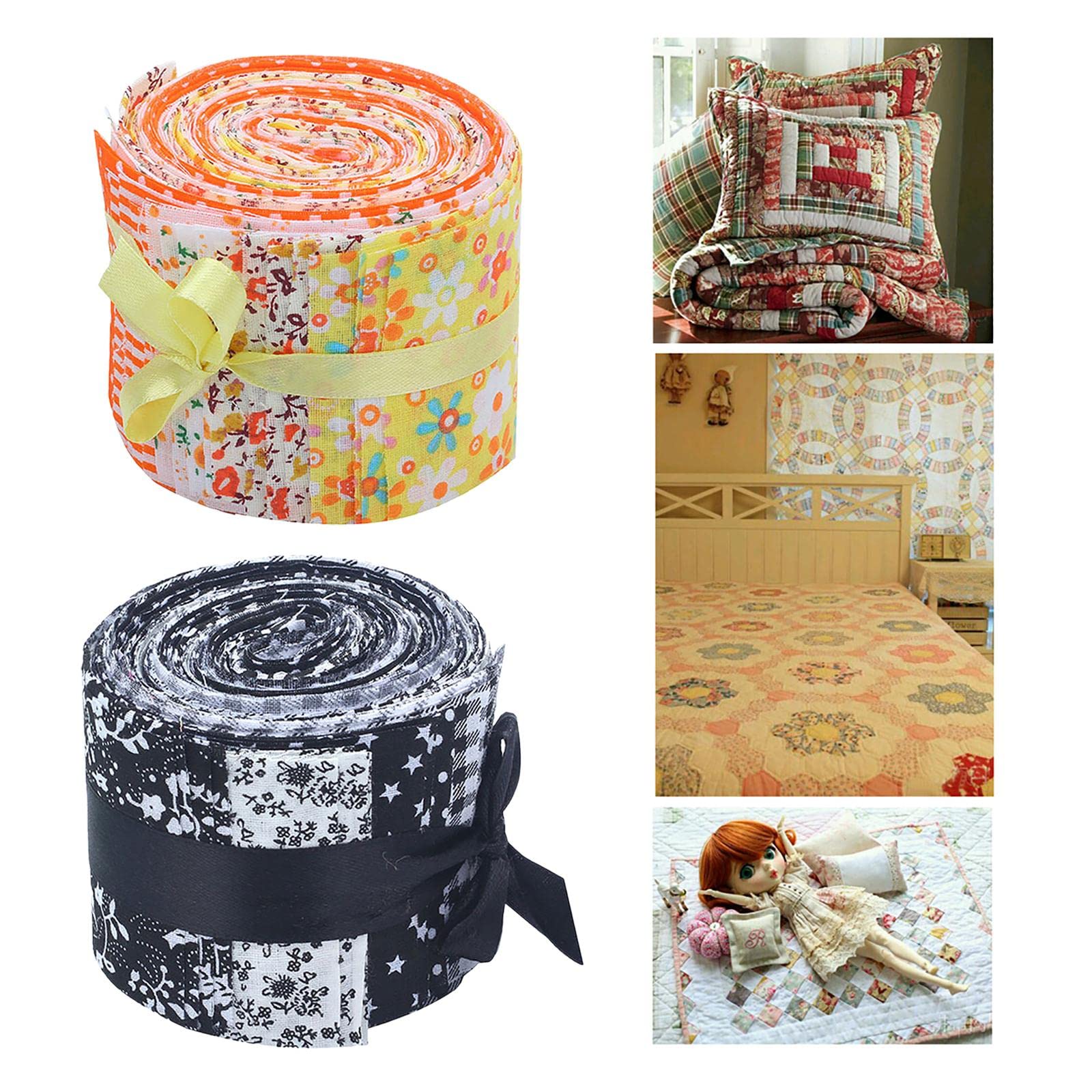 Yiju 40Pack 2.4 Inch Jelly Roll Quilt Strips Floral Printed Fabric DIY Sewing