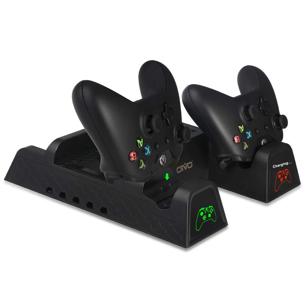Xbox One Cooling Fan Stand, Megadream Dual Controller Charging Docking Cooler Station Dock for Xbox One/Xbox One S/Xbox One X Console & 2 Pack 600mAh Batteries & 12 Game Disc Storage