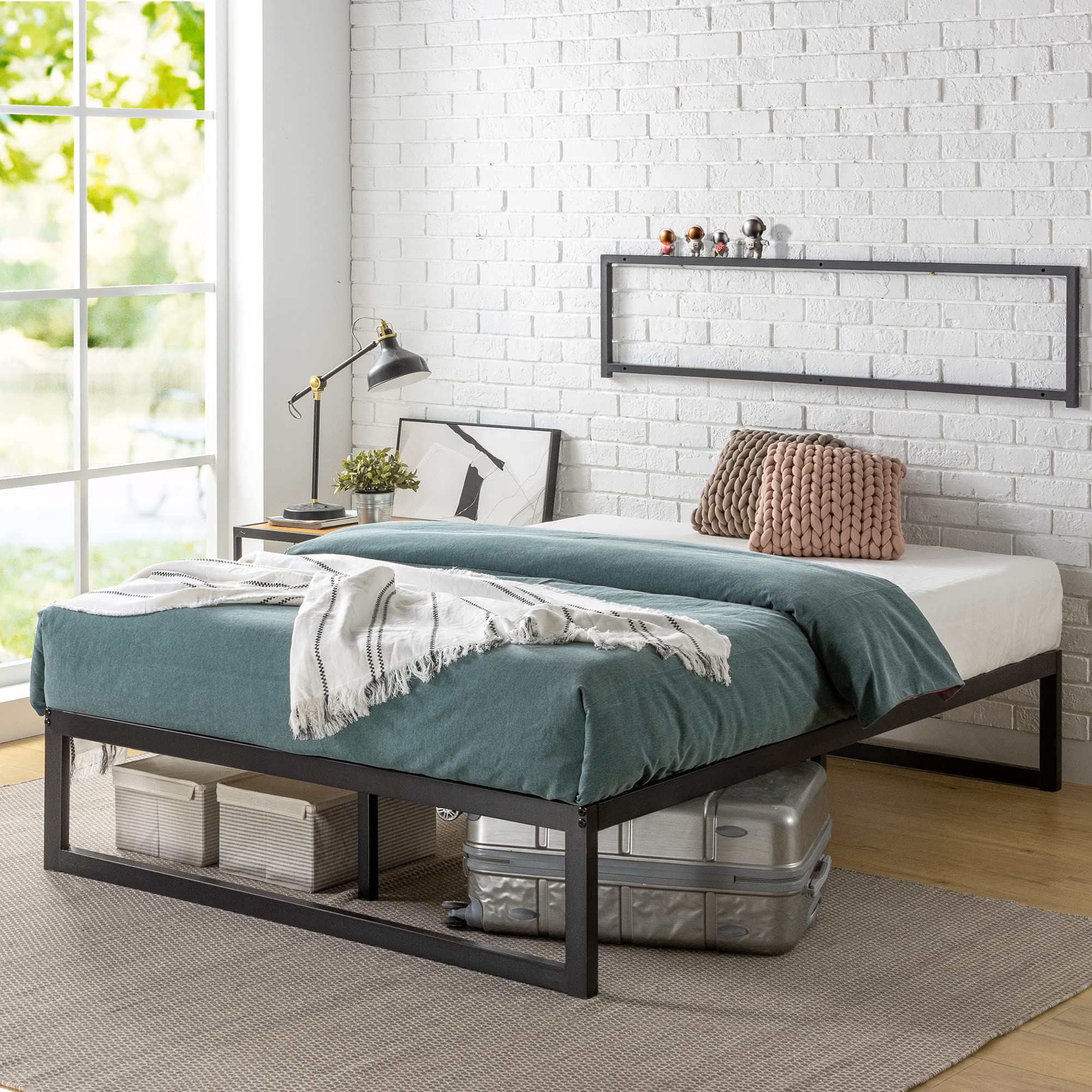 Zinus 13 Inch Euro Top Pocket Spring Hybrid Mattress, King & ABEL Metal Platform Bed Frame/Mattress Foundation with Steel Slat Support/No Box Spring Needed/Easy Assembly, King