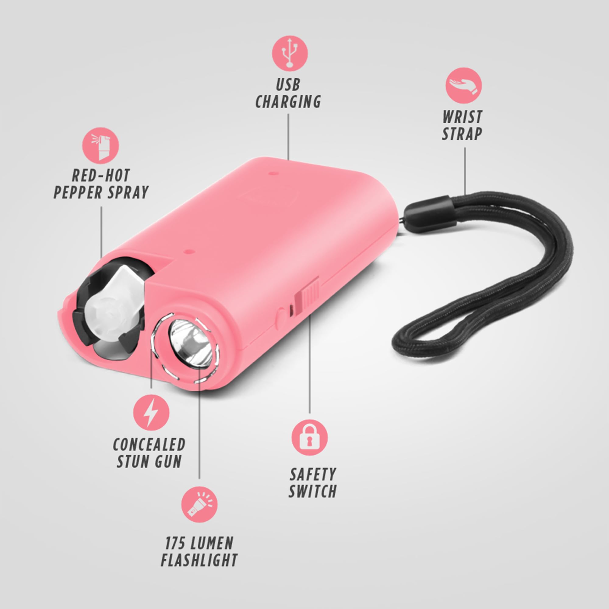 World's Only All-In-One Stun Gun - Pepper Spray - Flashlight, Guard Dog Security Olympian, Pink